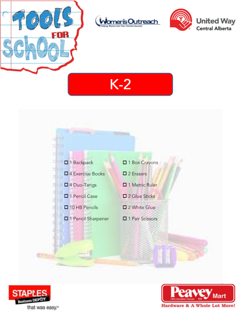 Tools for School | United Way Central Alberta
